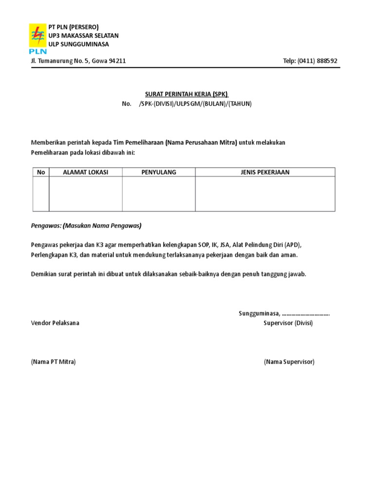 Surat Perintah Kerja | PDF