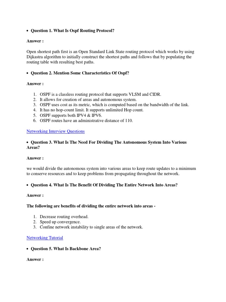 Answer:: Networking Interview Questions | PDF | Data Transmission | Telecommunications Standards