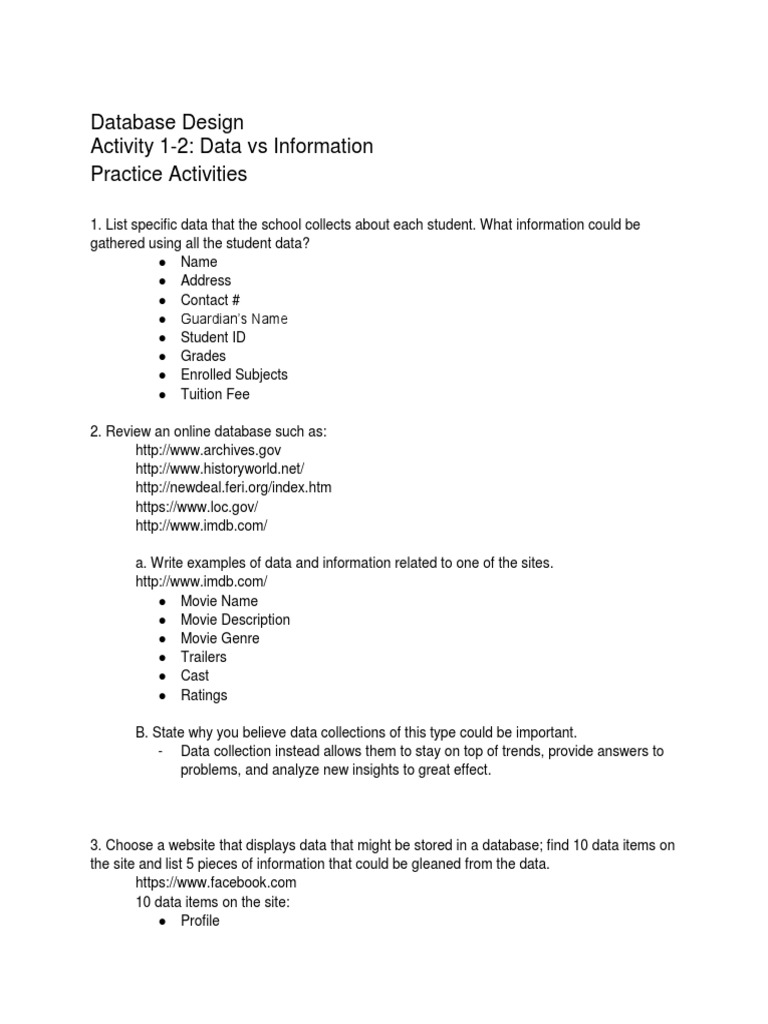 Oracle 1-2 - Data vs. Information | PDF | Data | Lunch