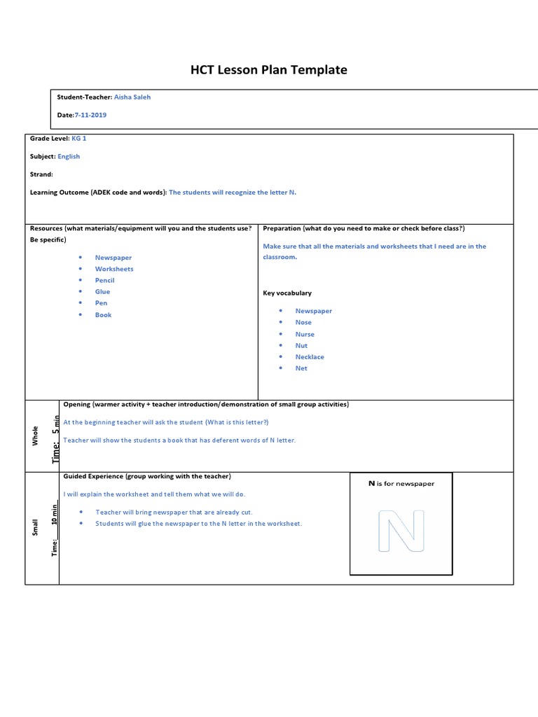 Lesson Plan Letter N | PDF | Lesson Plan | Teachers