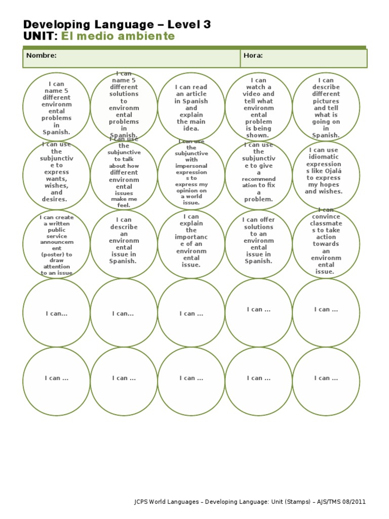El Medio Ambiente: Developing Language - Level 3 Unit | PDF ...