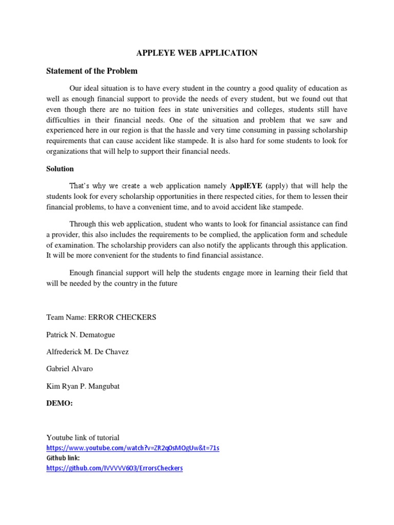 Appleye Web Application Statement of The Problem: Solution | PDF ...