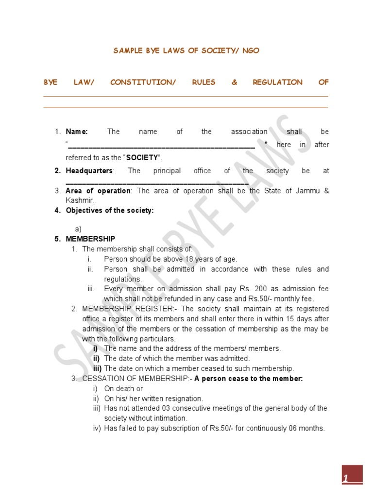 Sample Bye Laws | PDF | Presidents Of The United States | American ...