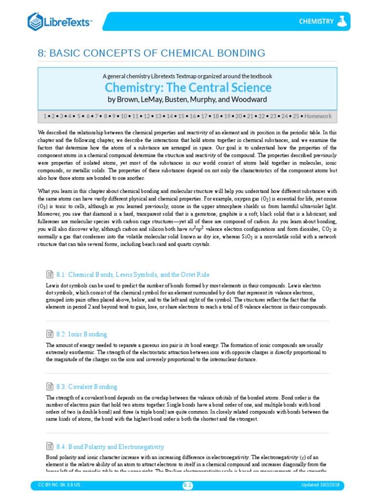 Basic Concepts of Chemical Bonding | PDF | Covalent Bond | Chemical Bond