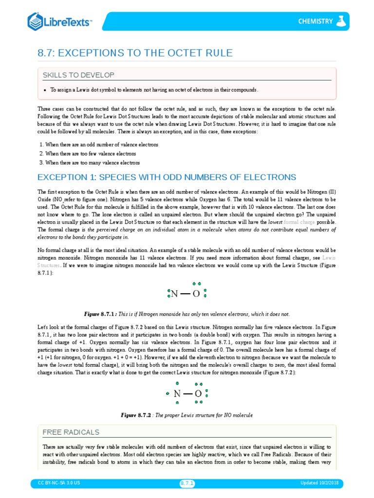 8.7: Exceptions To The Octet Rule: Exception 1: Species With Odd ...