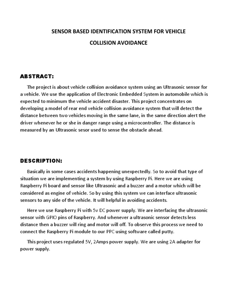 Vehicle Collision Avoidance | PDF