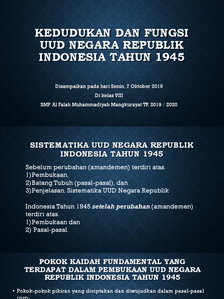 Kedudukan Dan Fungsi Uud 1945 Kelas Viii Semester 1 Pdf 