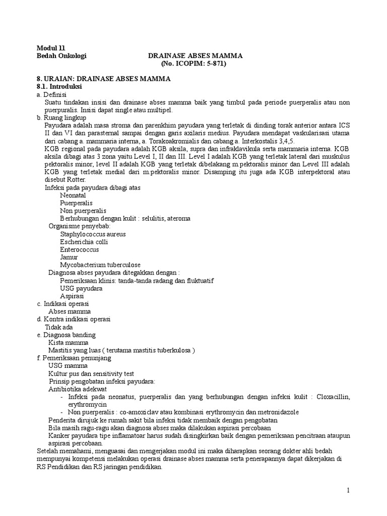 Modul 11onko - Abses Mammma (Rev) | PDF