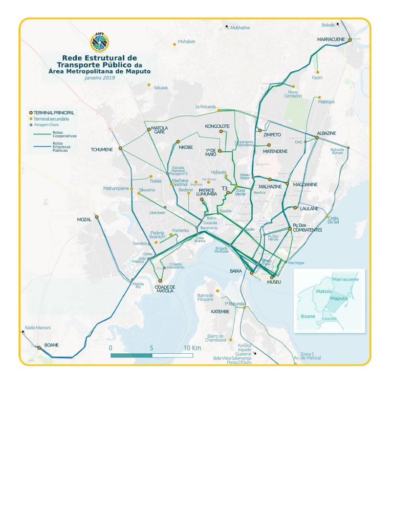 Mapa Da Rede Estrutural Da Area Metropolitana de Maputo Janeiro 2019 | PDF