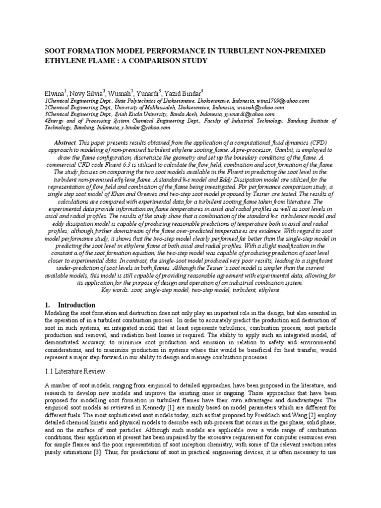 Soot Formation Model Performance in Turbulent Non-Premixed Ethylene ...