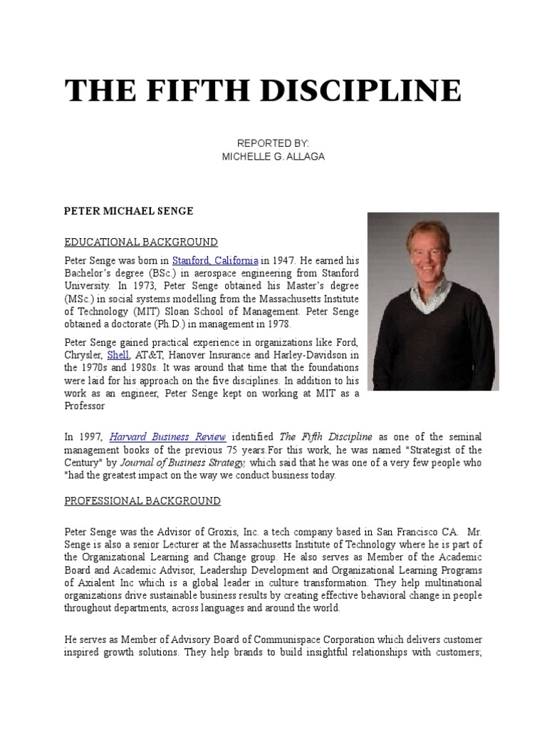 The Fifth Discipline: Peter Michael Senge | PDF | Cognition | Business