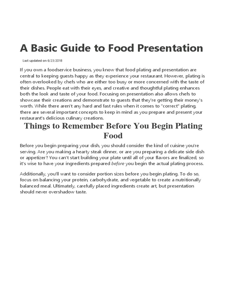 A Basic Guide To Food Presentation | PDF | Spoon | Restaurants