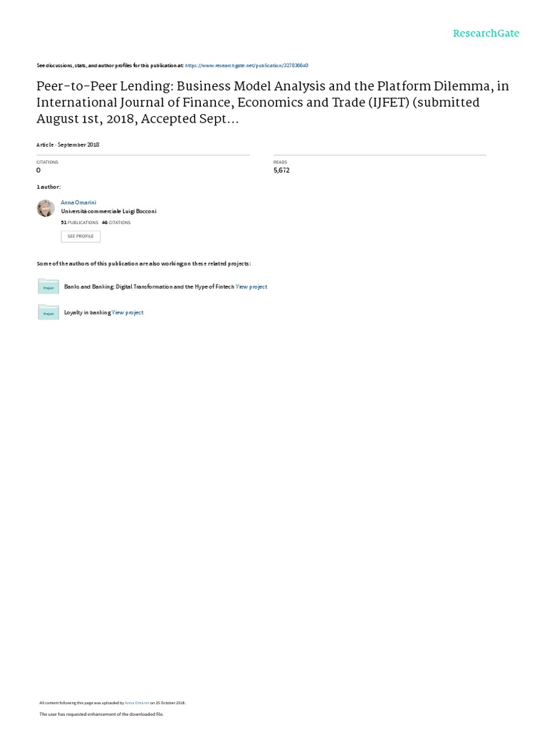Peer To Peer Lending: Business Model Analysis and Platform Dilemma ...