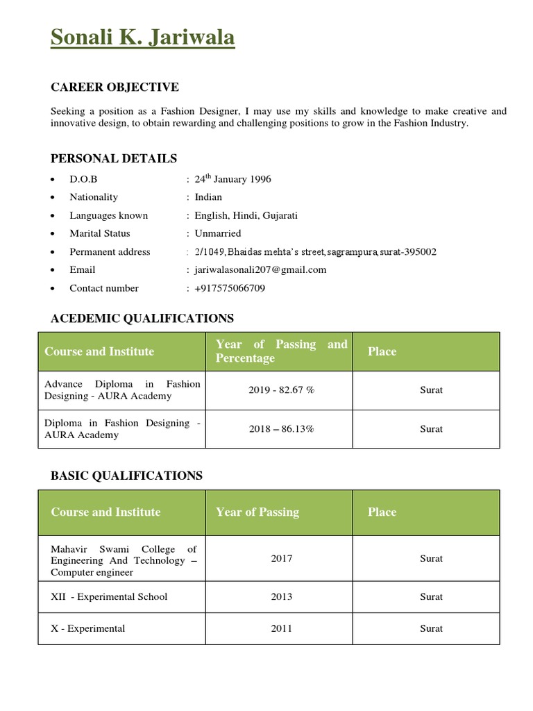 0 - Sonali Jariwala - CV | PDF