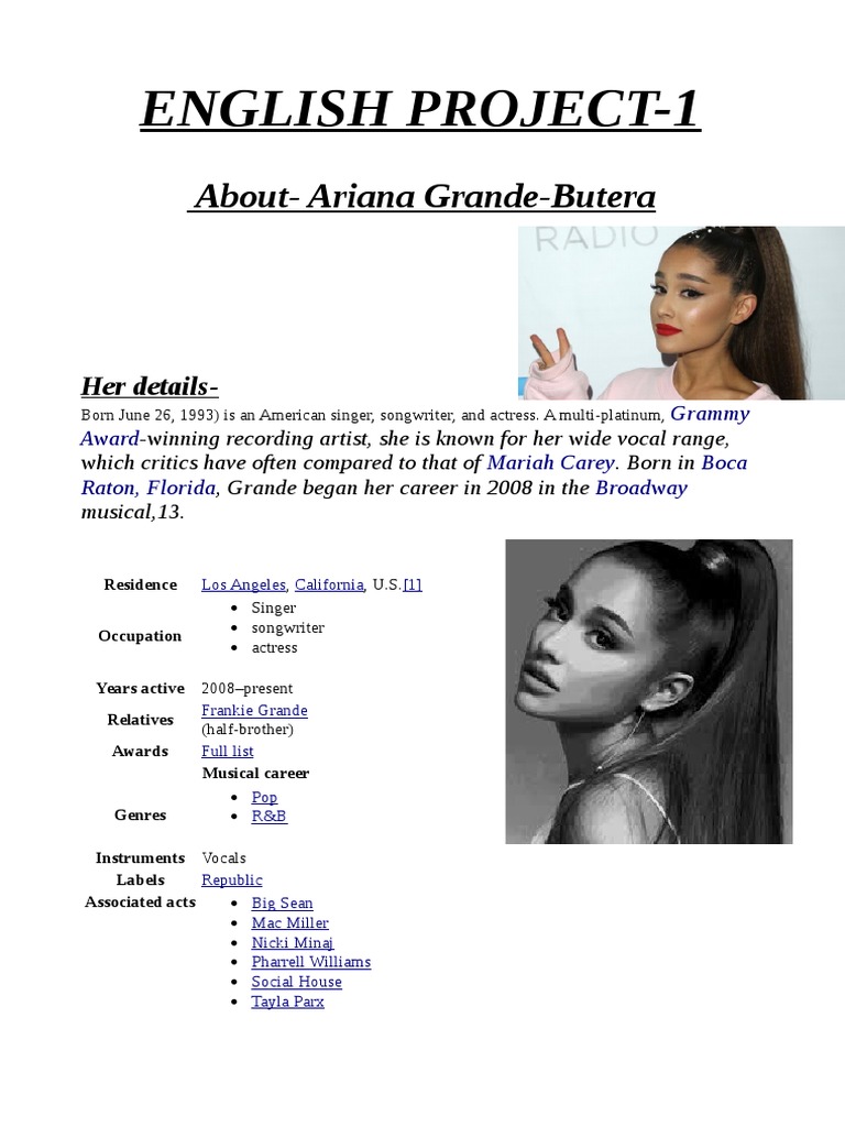 All About Ariana Grande | PDF | Pop Music | Entertainment