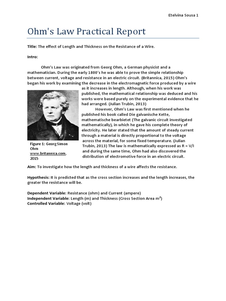 Ohm's Law Prac Report | Download Free PDF | Electrical Resistance And ...