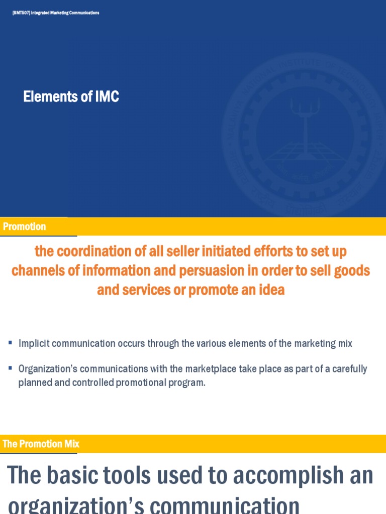 04 Elements of IMC | PDF | Sales | Marketing Communications