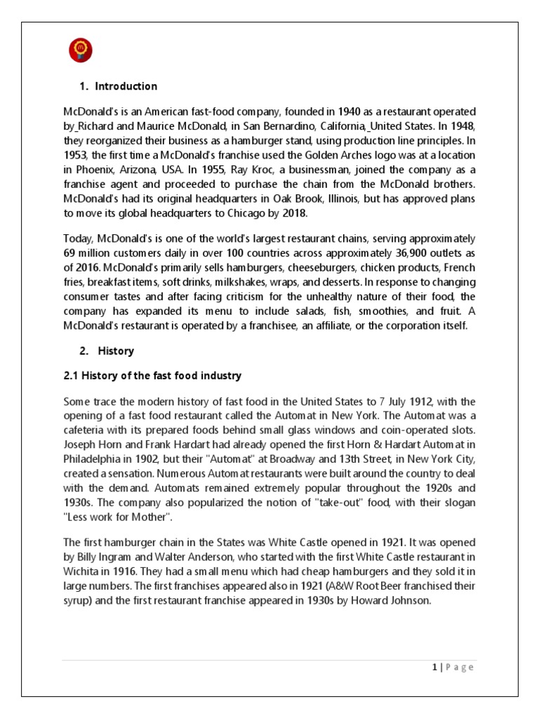 MCDonalds Final PDF | PDF | Fast Food Restaurants | Mc Donald's