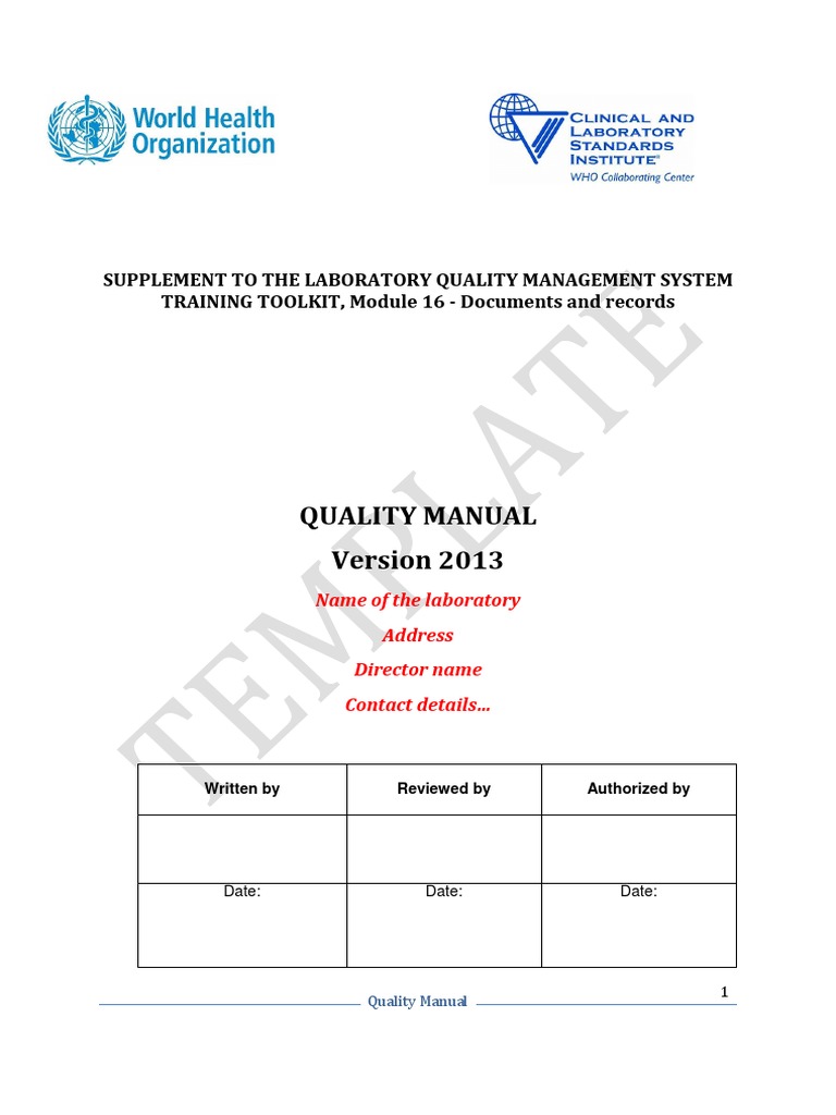 Quality Manual Template | PDF | Quality Management System | Quality ...