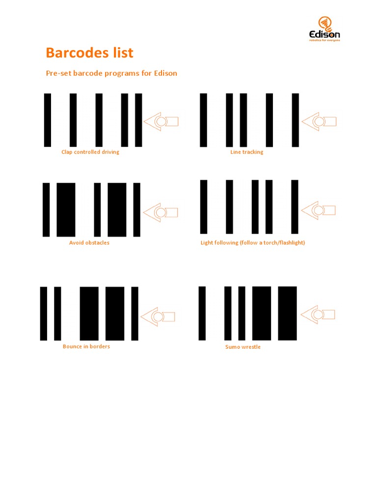 Edison Robot Barcodes | PDF | Remote Control | Electronics
