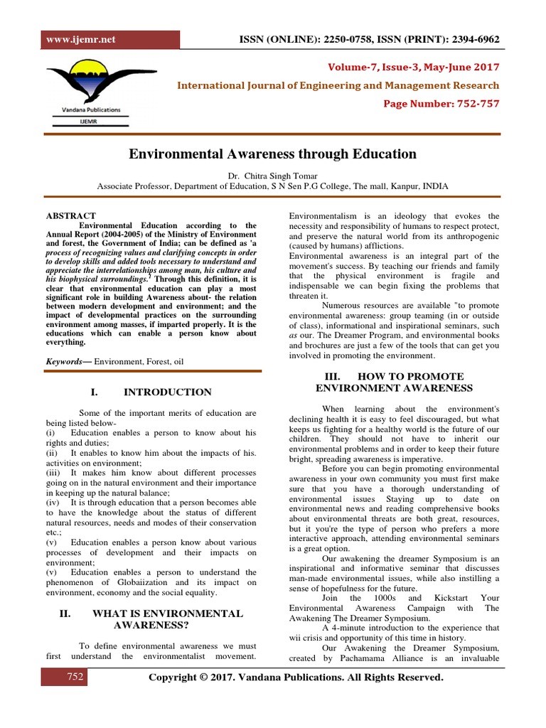 Environmental Awareness Through Education | PDF | Environmentalism ...