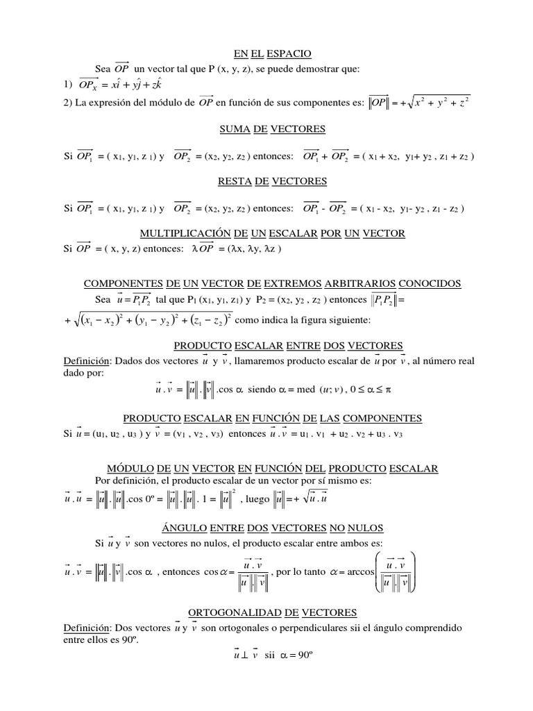 Vectores en El Espacio | PDF | Vector Euclidiano | Escalar (Matemáticas)