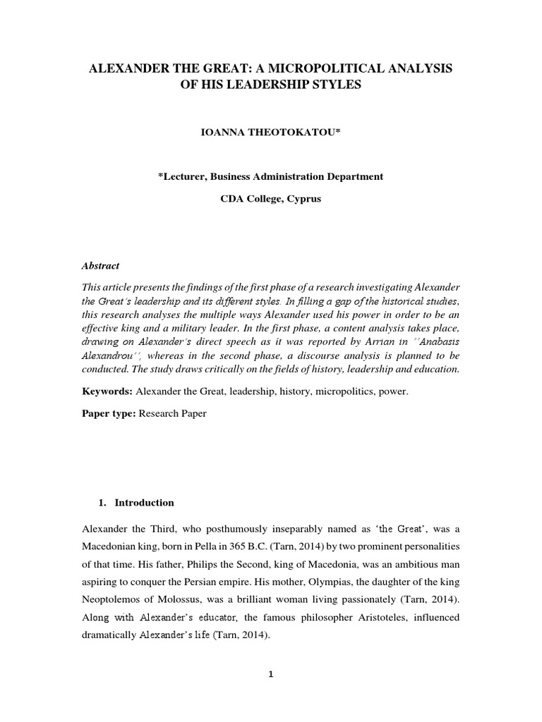 Analyzing Alexander's Leadership Styles | PDF | Alexander The Great ...