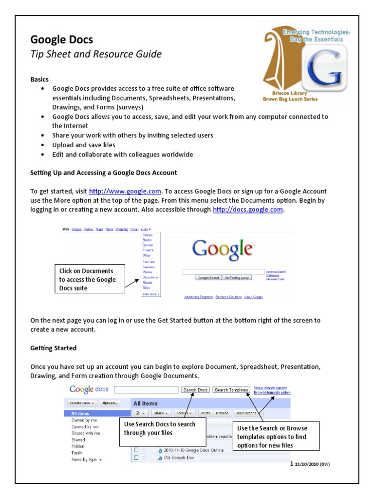 Google Docs - Tipsheet and Resource Guide | PDF | Microsoft Excel ...