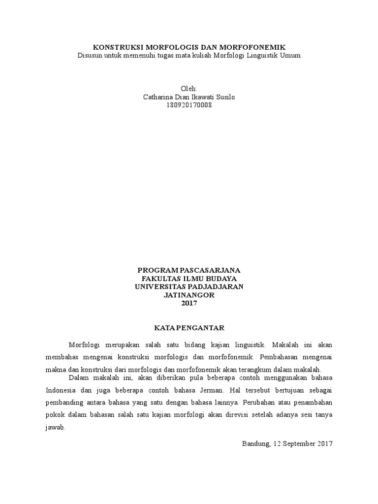 Konstruksi Morfologis & Morfofonemik | PDF