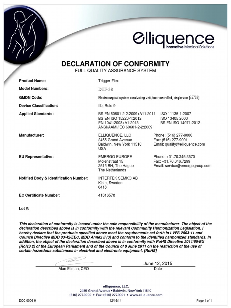 Declaration of Conformity - Trigger-Flex | PDF | Evaluation | Business