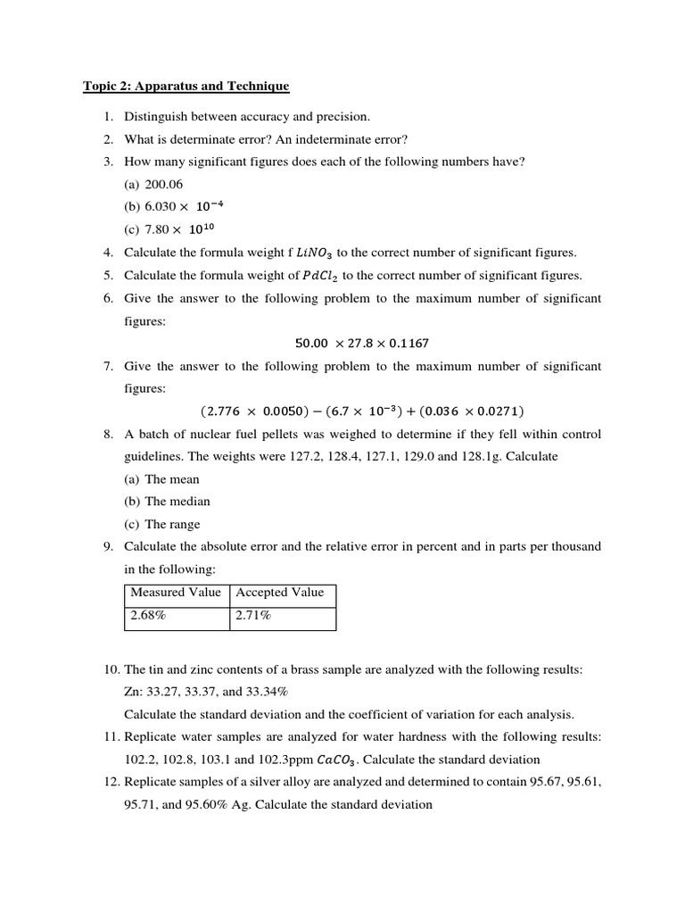 Topic 2 CHM421 | PDF | Standard Deviation | Confidence Interval