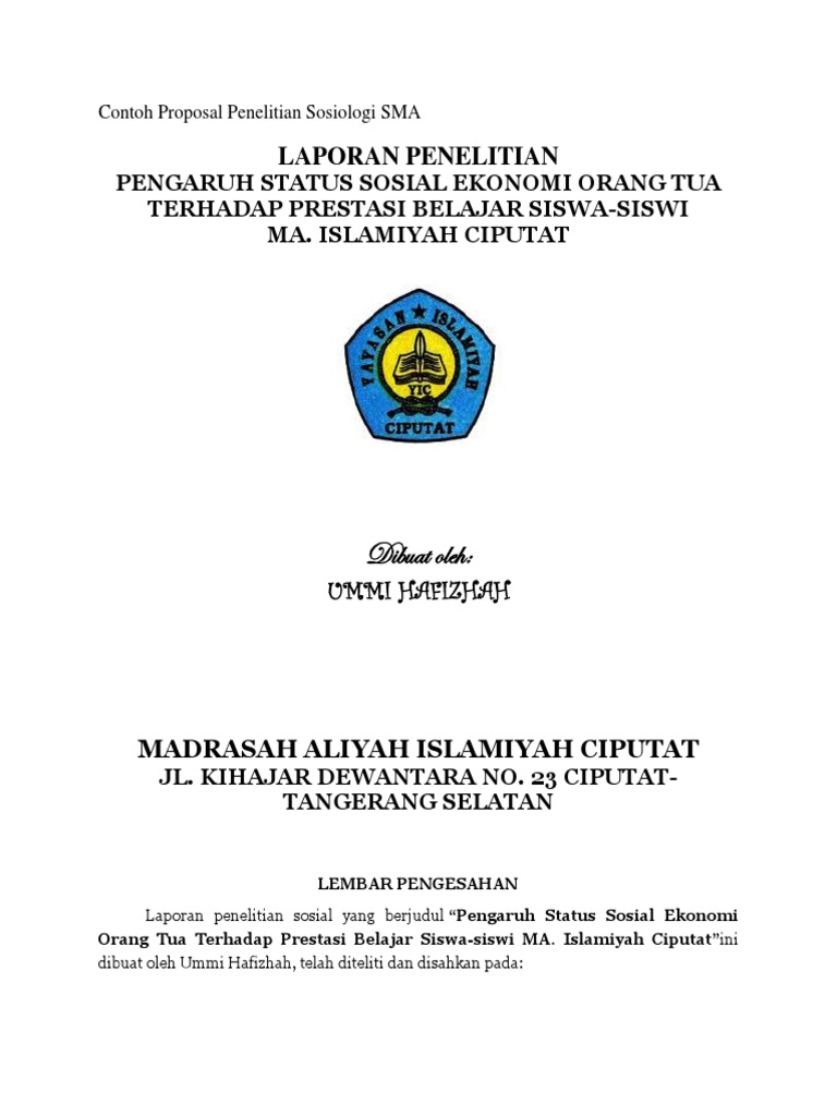 Contoh Proposal Penelitian Sosiologi SMA | PDF