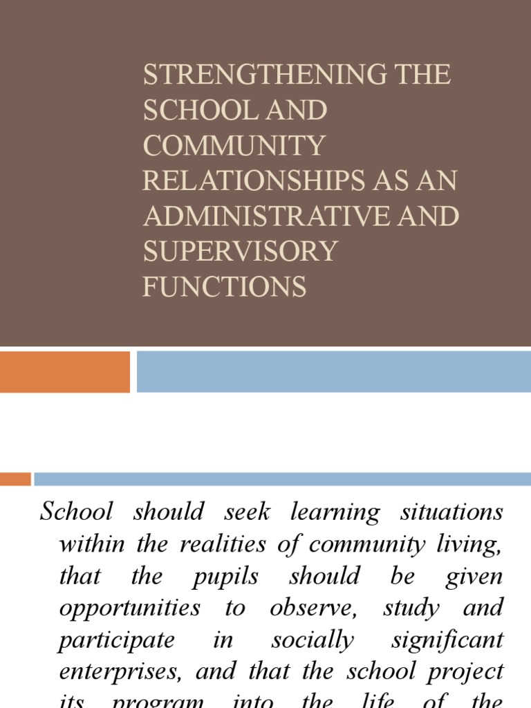 Strengthening The School and Community Relationships As An | PDF ...