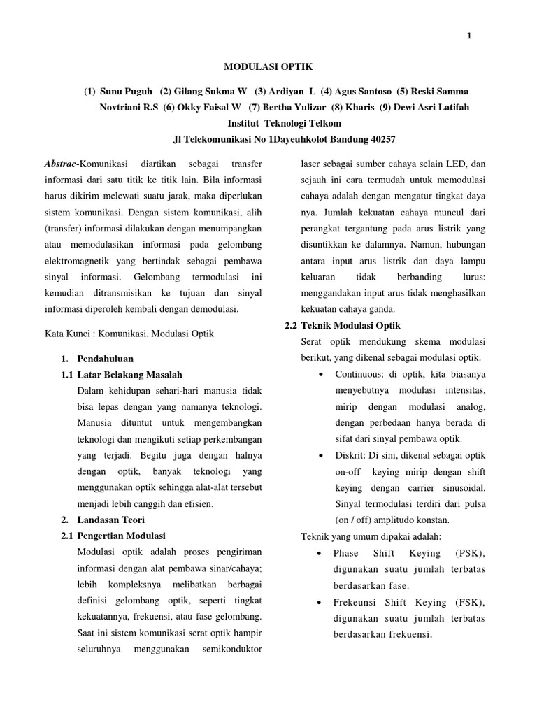 Modulasi Optik | PDF | Komputer | Teknologi & Rekayasa