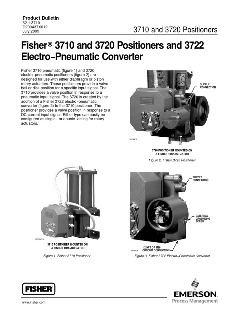 Fisher 3710 and 3720 Positioners and 3722 Electro Pneumatic Converter ...