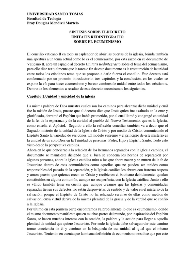 Unitatis Redintegratio | PDF | Ecumenismo | Iglesia Católica