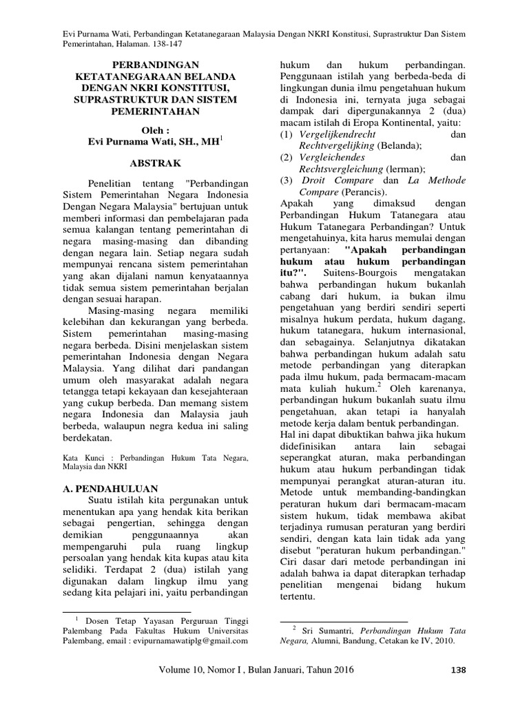 E Jurnal Hukum Perbandingan Ketatanegaraan Belanda Dengan Nkri Konstitusi Suprastruktur Dan 