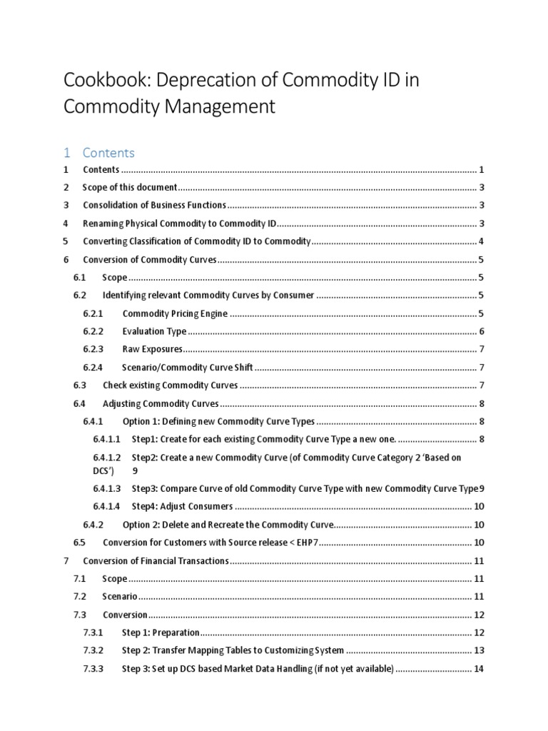 Cookbook Deprecation of Commodity ID PDF | PDF | Futures Contract ...