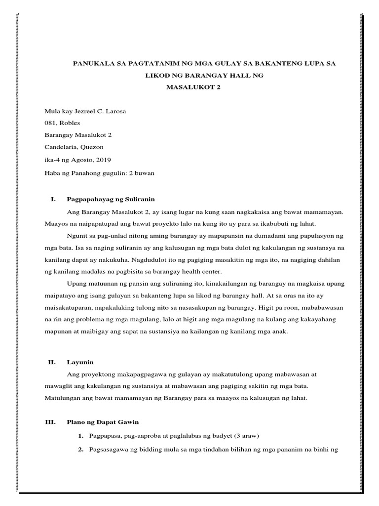 Panukalang Proyekto | PDF