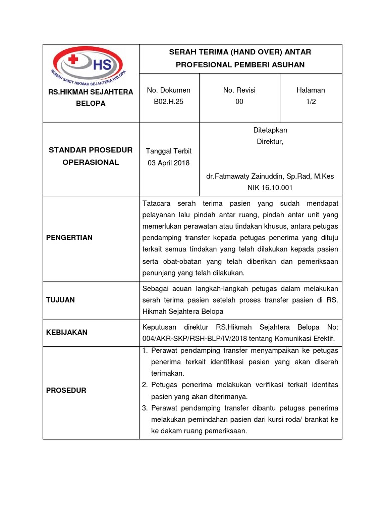 Spo Hand Over Antar PPA | PDF