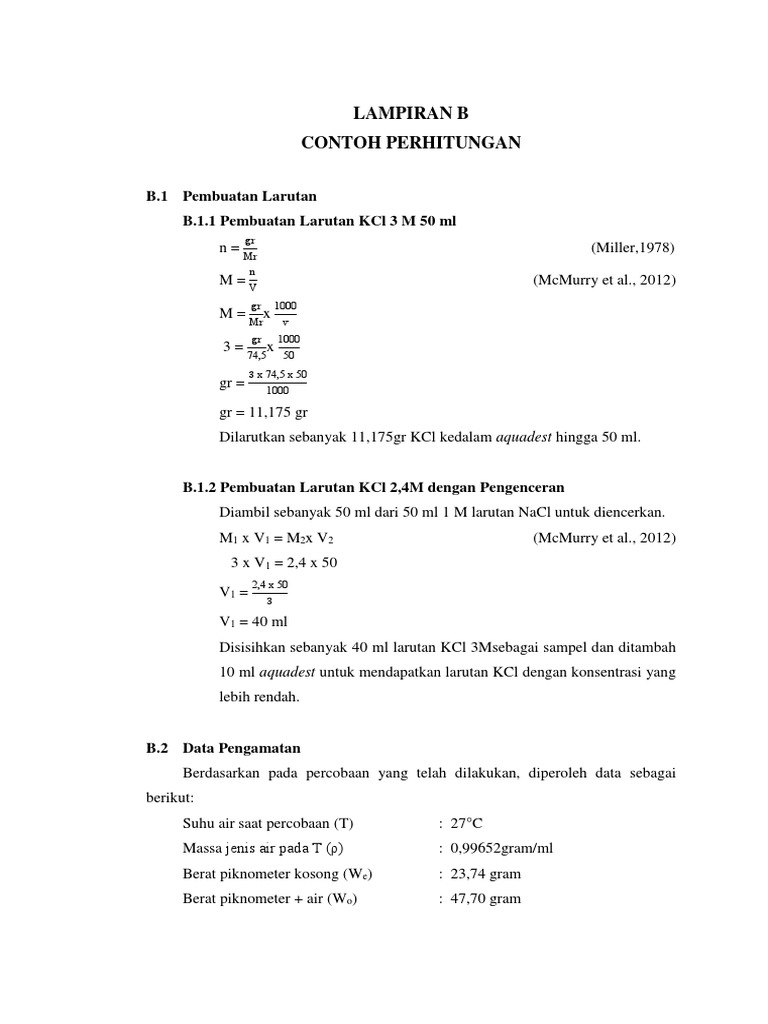 (VMP) Lampiran B - Contoh Perhitungan | PDF