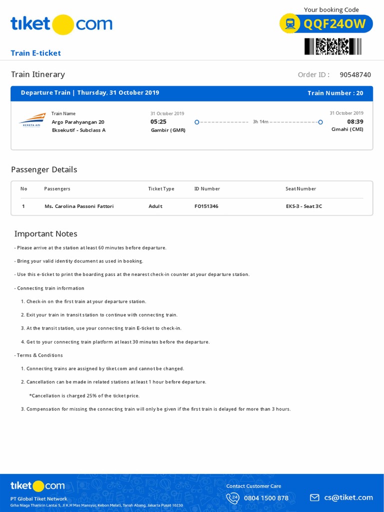 Train E-Ticket - Order ID 90548740 - 28102019 PDF | PDF | Document ...