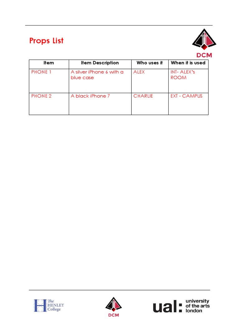 Props List | PDF | History | Mystery, Thriller & Crime Fiction