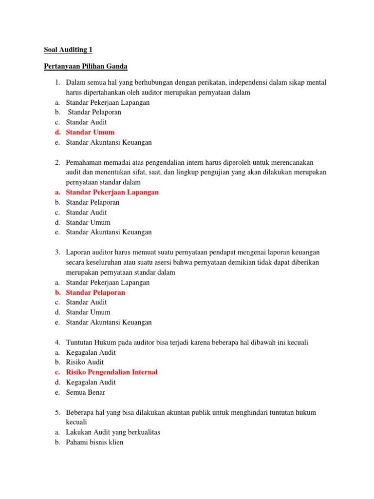Soal Auditing 1 | PDF