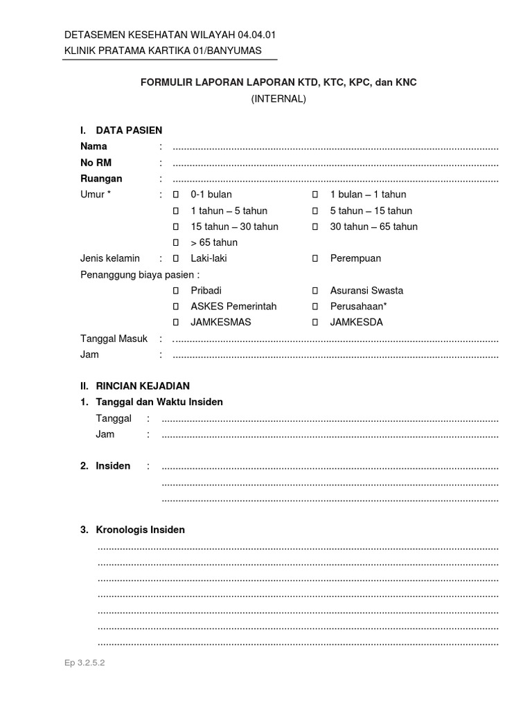 3.2.5.2 Formulir Laporan KTD, KTC, KPC, KNC | PDF