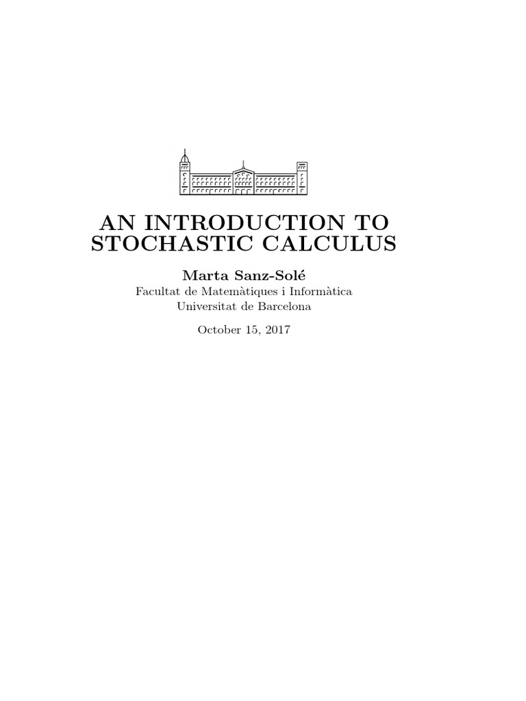 An Introduction To Stochastic Calculus Pdf Stochastic Process