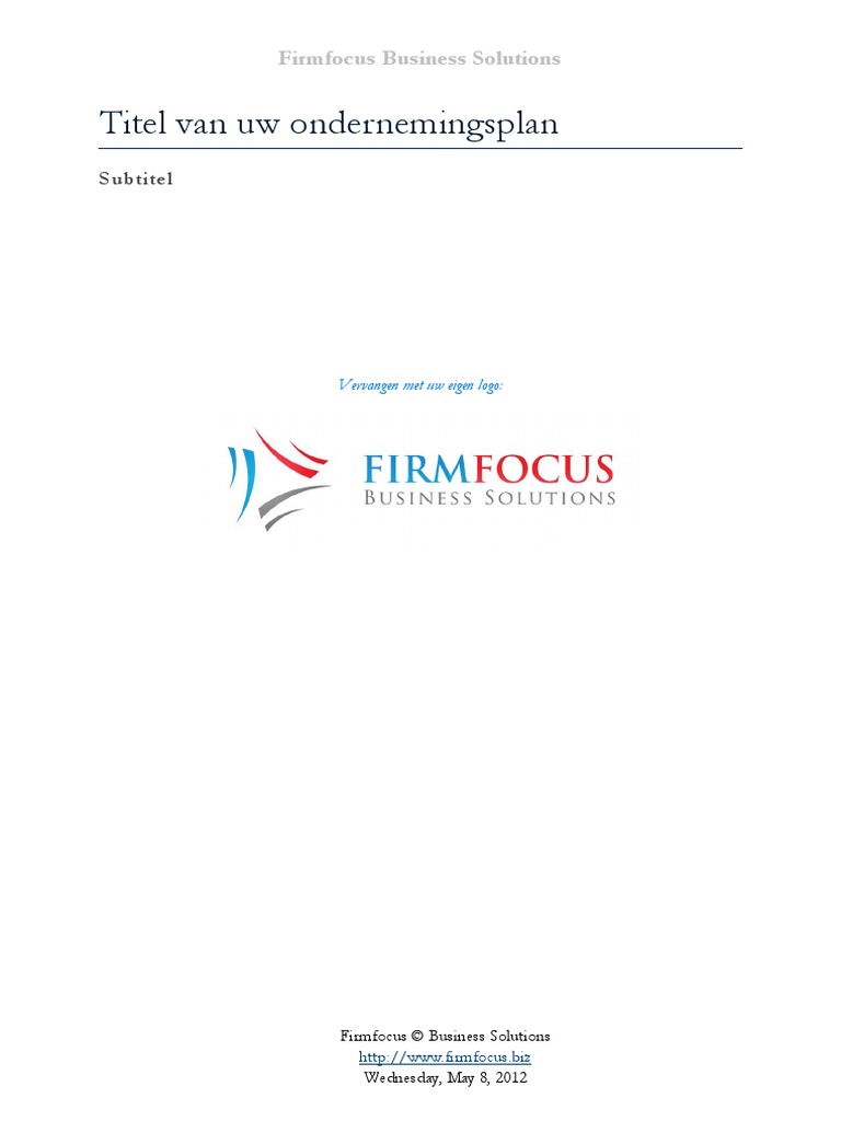 Ondernemingsplan Template Firmfocus | PDF