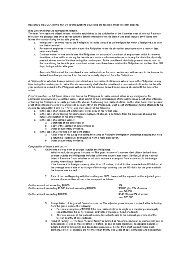 Taxation Guidelines for Non-Resident Citizens | PDF | Stocks | Income ...
