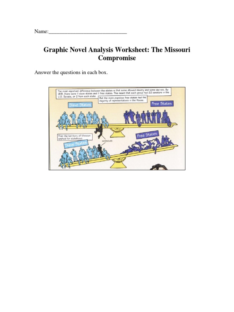 Graphic Novel Analysis Worksheet: The Missouri Compromise: Name | PDF
