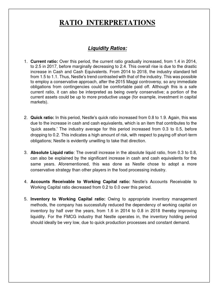 Nestle - Ratio Interpretations | PDF | Dividend | Investing
